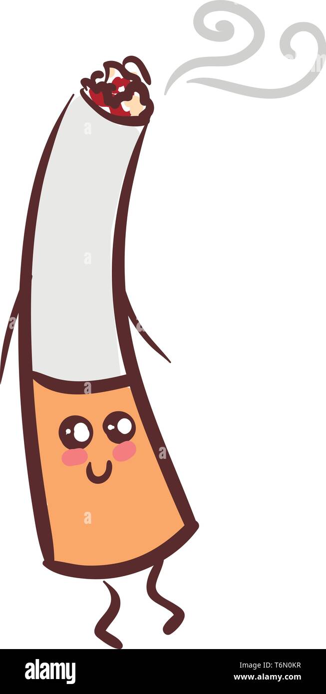 A cute dancing cigarette with limbs vector color drawing or ...