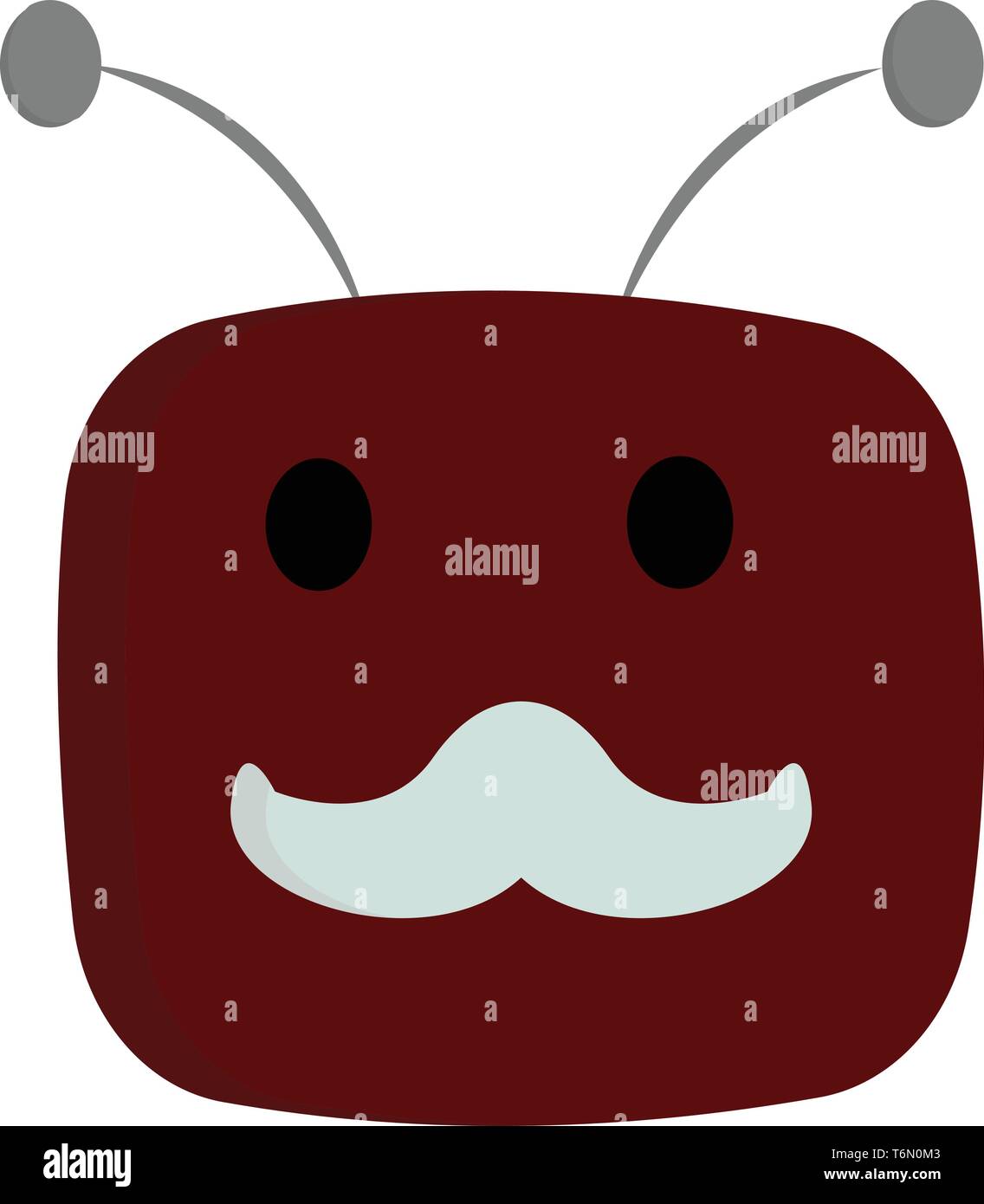 A red big monster with two horns and a mustache vector color drawing or ...