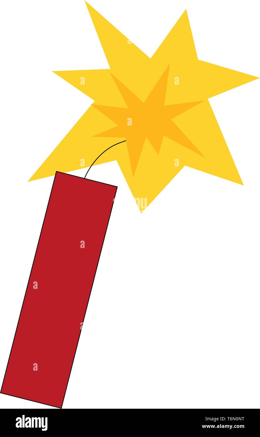 A single dynamite which is ready to explode with a fire vector color ...