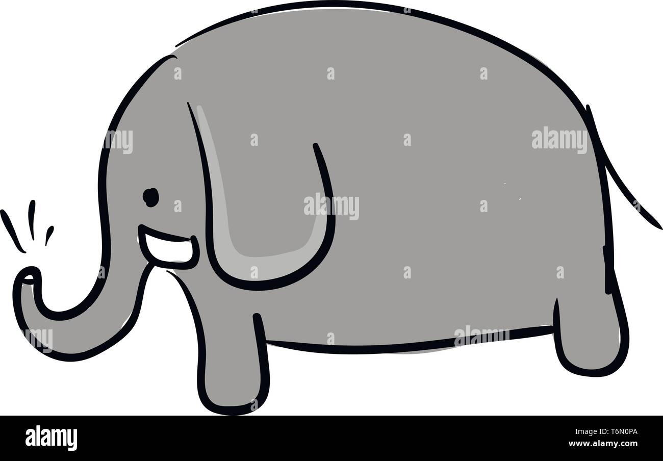 A picture of a small elephant with water in its trunk vector color ...