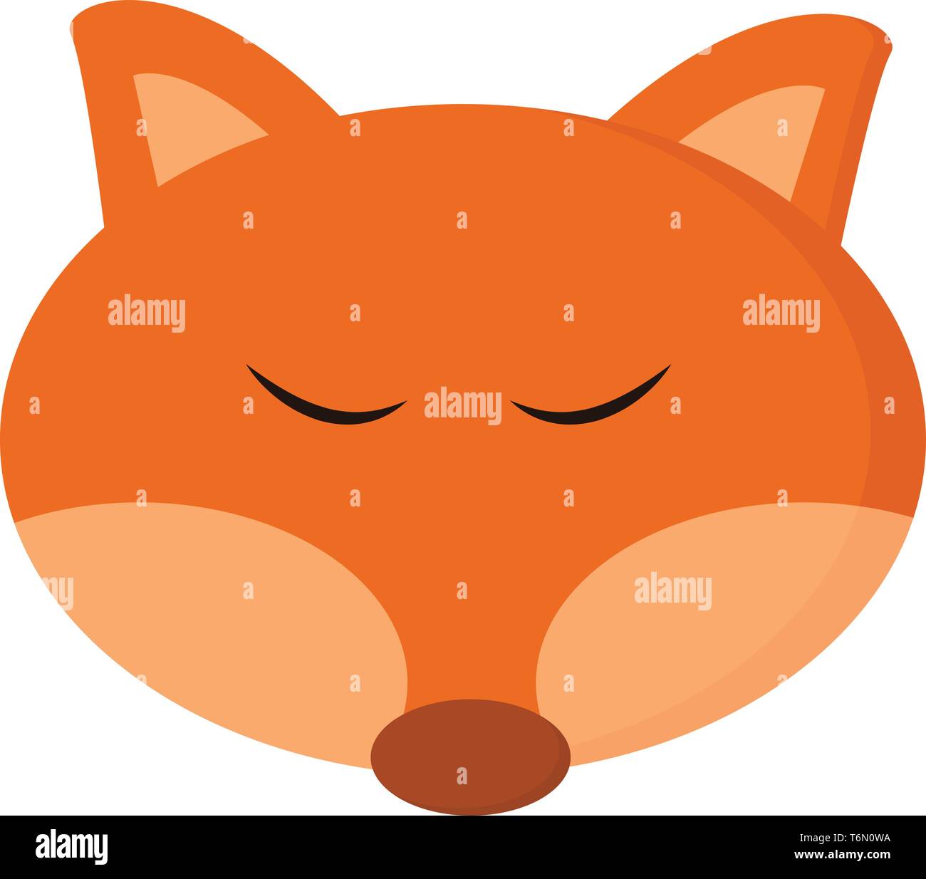 A cartoon face of a fox which seems to be sleeping vector color drawing ...