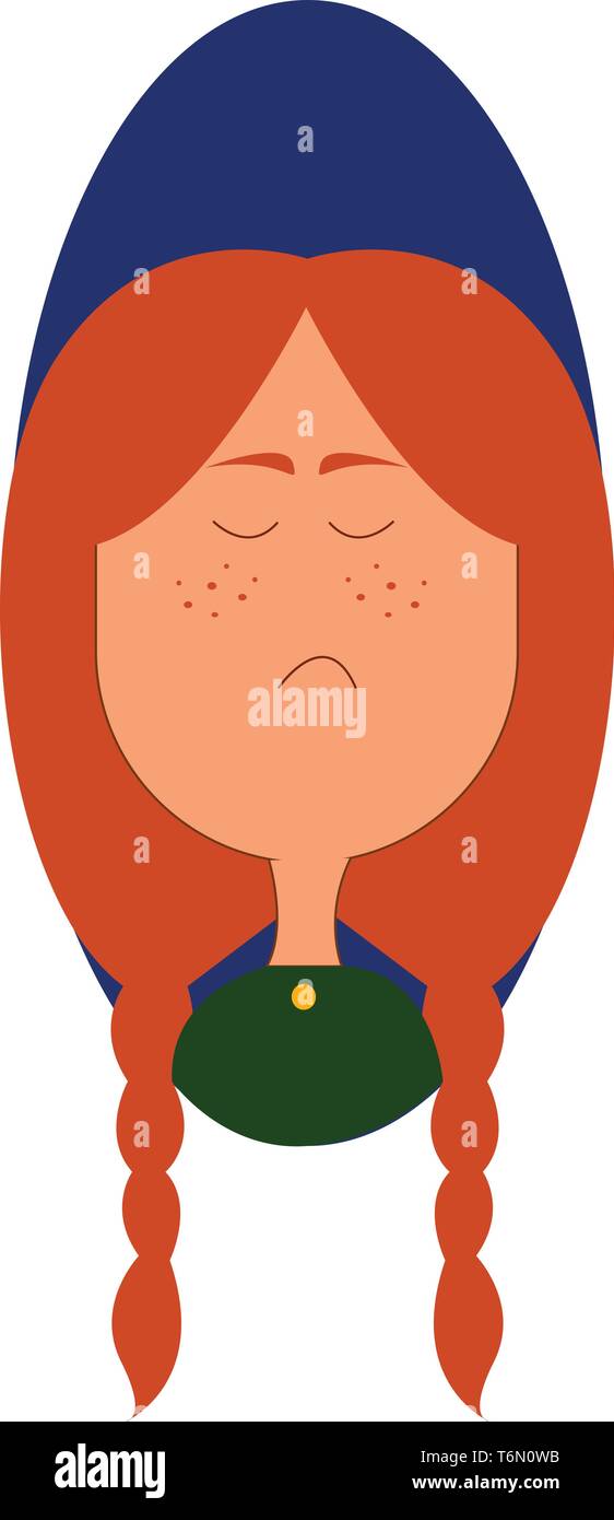 A sad girl with lot of freckles on her face vector color drawing or ...