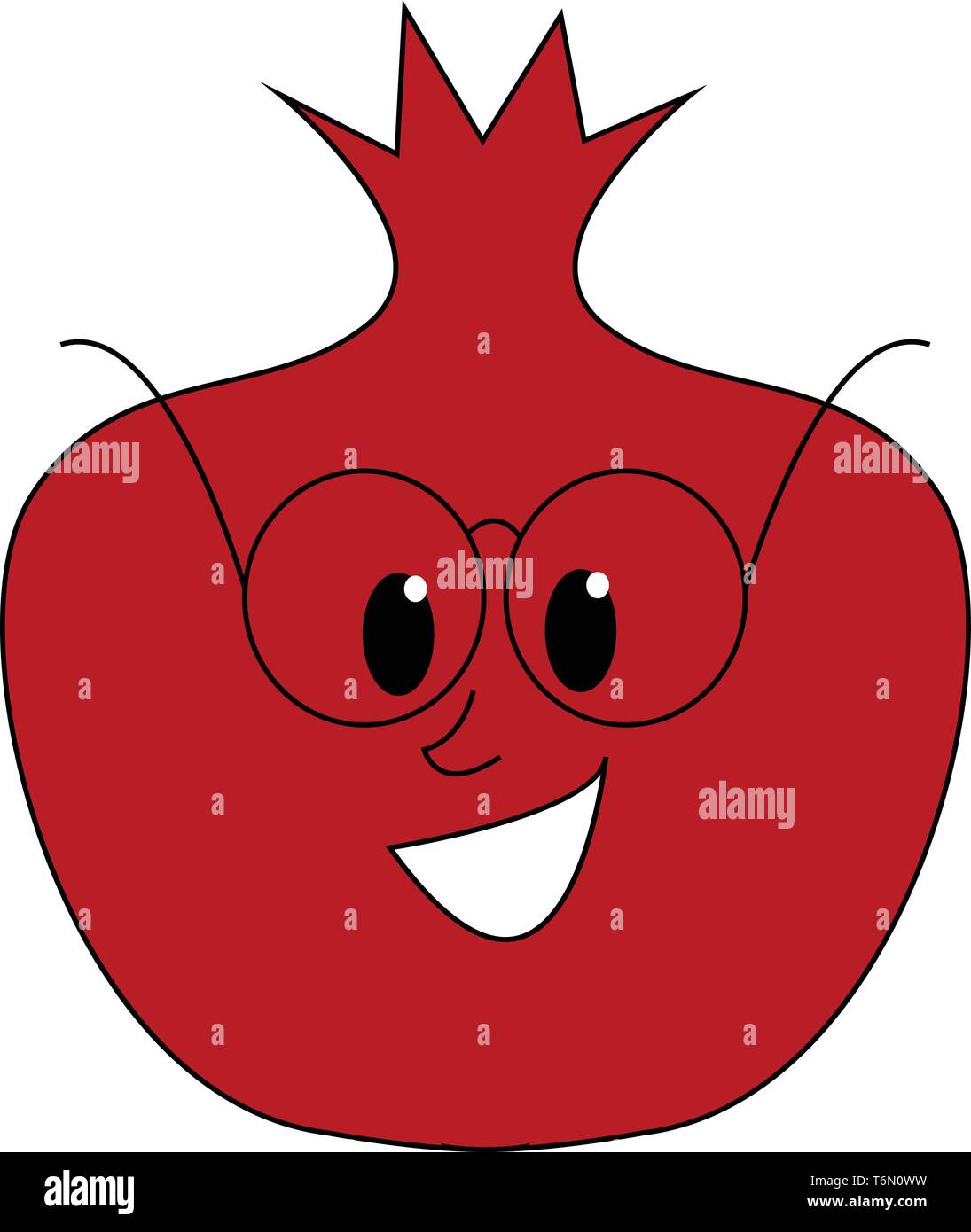 A smiling garnet in red color wearing glasses vector color drawing or ...