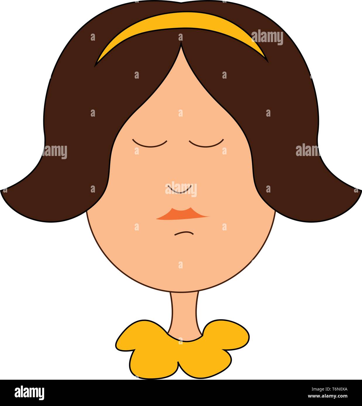 A girl in yellow dress and hair band seems to be sad vector color ...