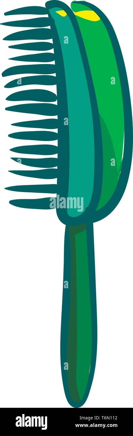 A handy green comb with large tooth vector color drawing or ...