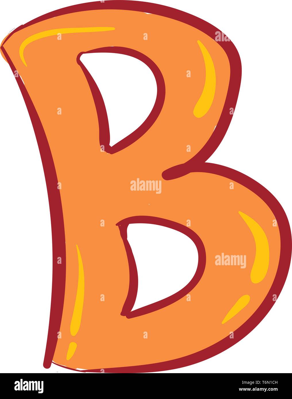 An orange-colored alphabetic figurine represents the alphabet B vector ...