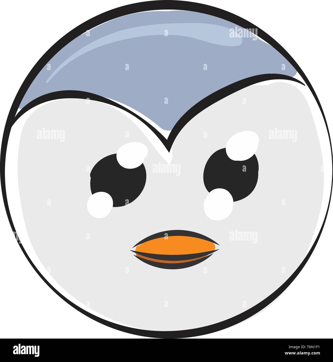 Cartoon picture of a cute penguin with a heart face oval-shaped head ...