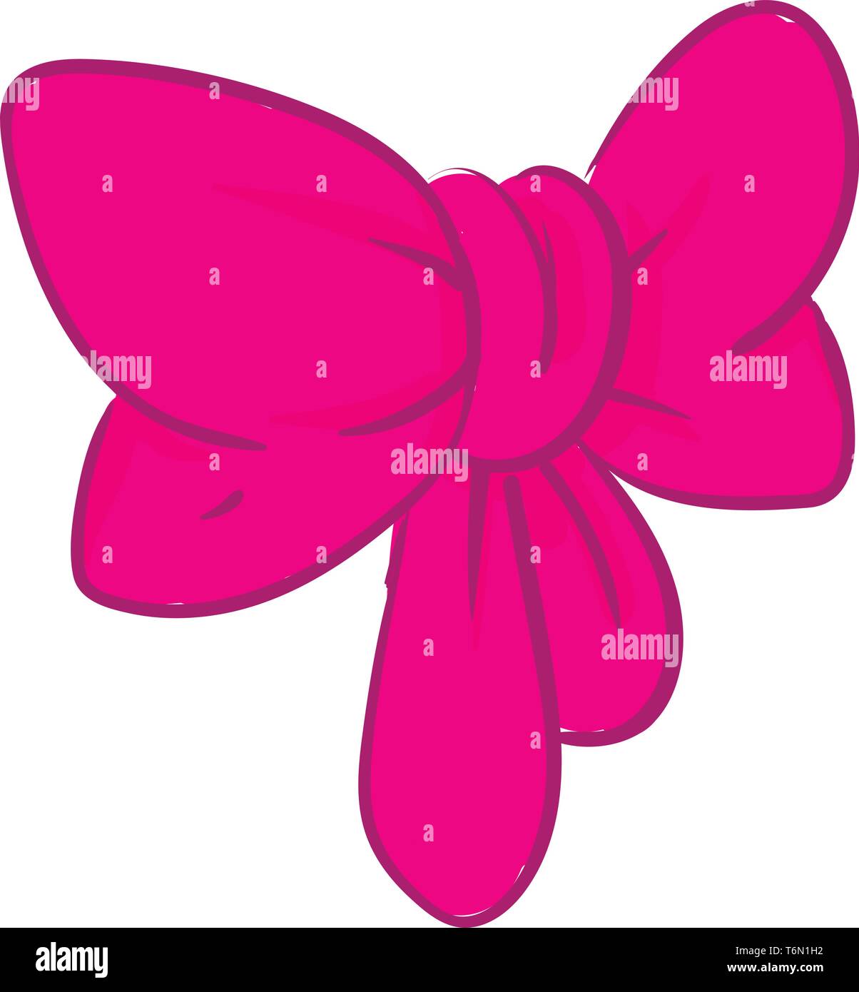 Clipart of a pink bow that has a knot tied with two loops and two loose ...