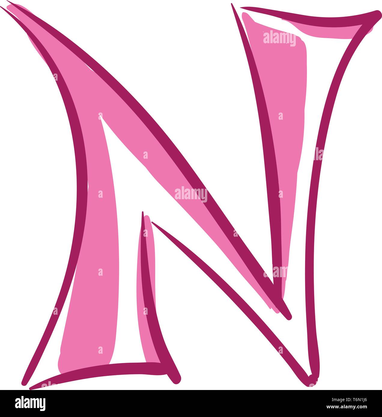 A pink-colored alphabetic figurine represents the alphabet N vector ...