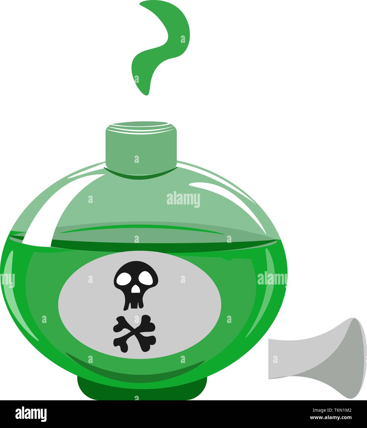 Drawing of an antique poison bottle big and circular in size engraved ...