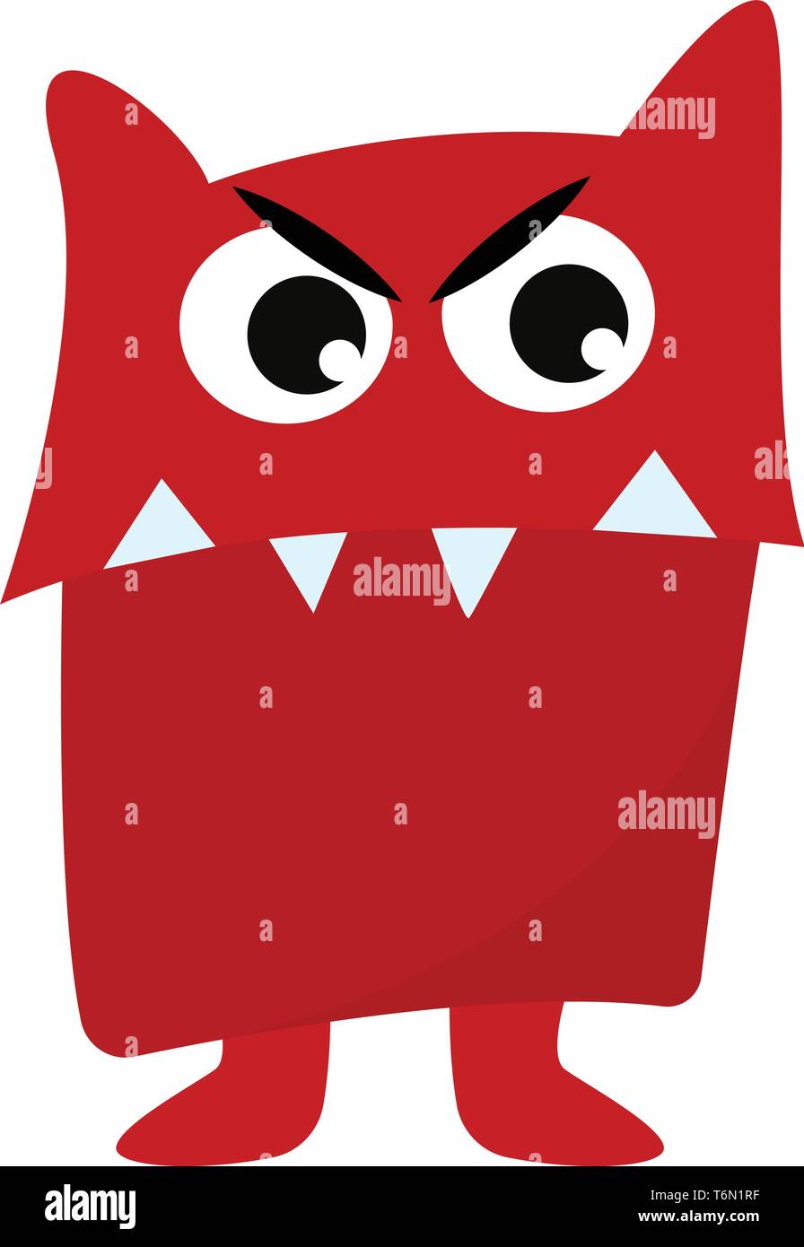 Clipart of a red monster rectangular in shape with two short horns and ...