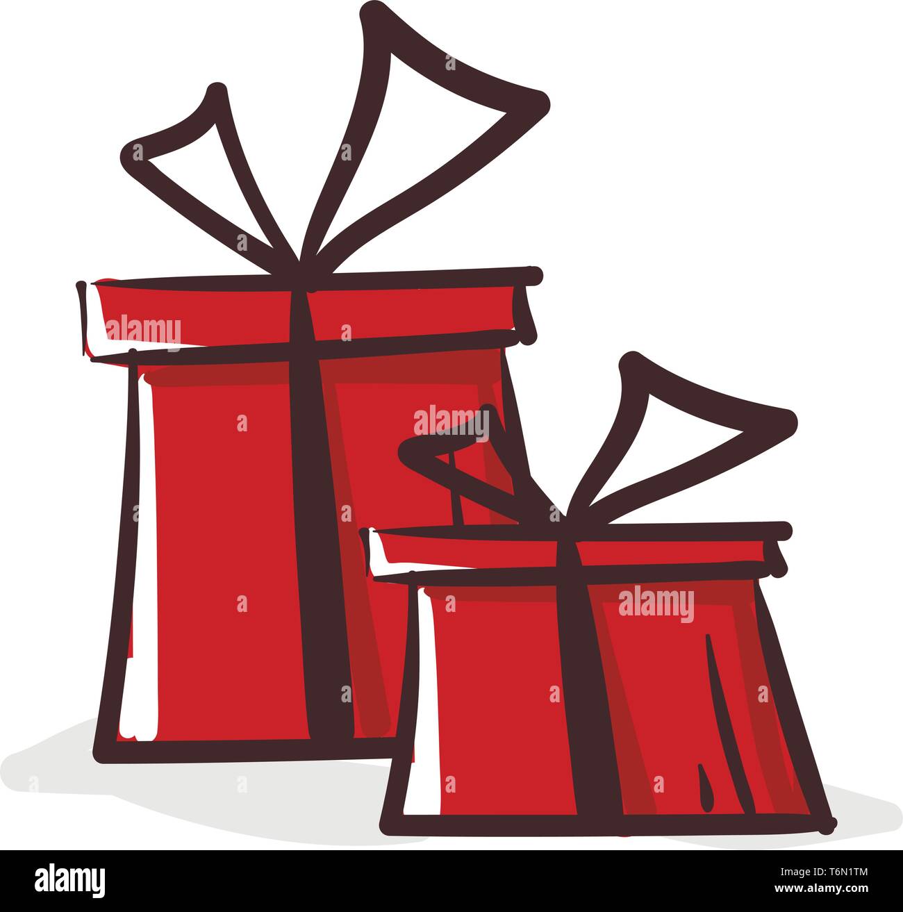 Clipart of two red-colored rectangular gift boxes tied individually ...