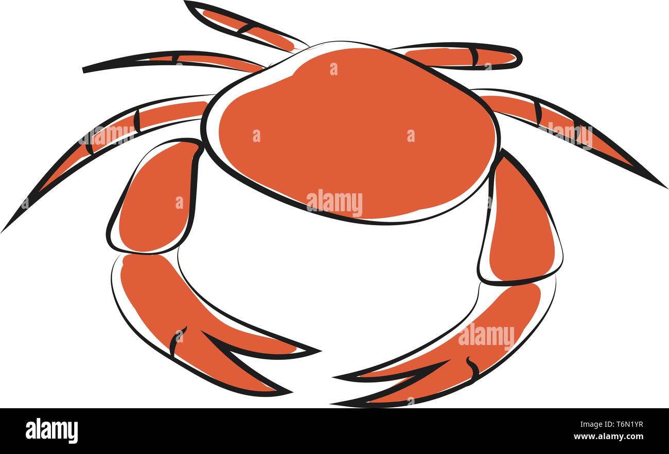 Clipart of an orange-colored crab with two sharp pincers five walking ...