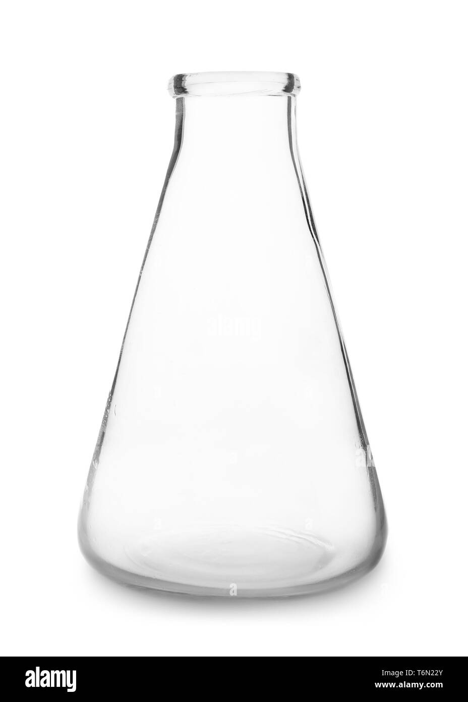 Empty test flask on white background Stock Photo - Alamy
