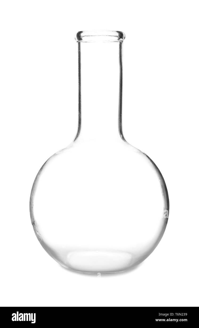 Empty test flask on white background Stock Photo - Alamy