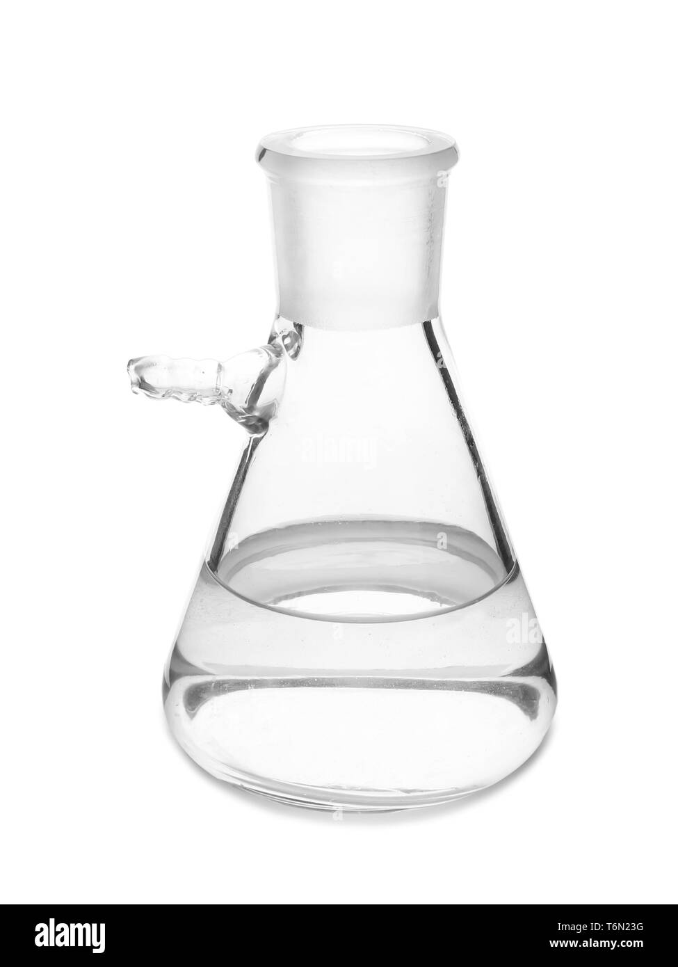 Test flask with water on white background Stock Photo - Alamy