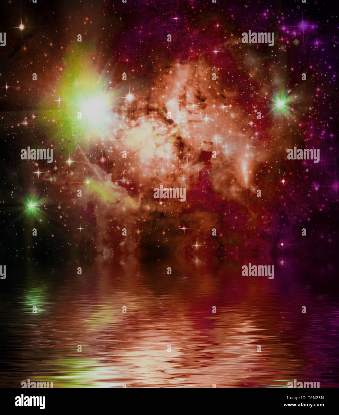 Galaxy Space and wave of water Stock Photo - Alamy