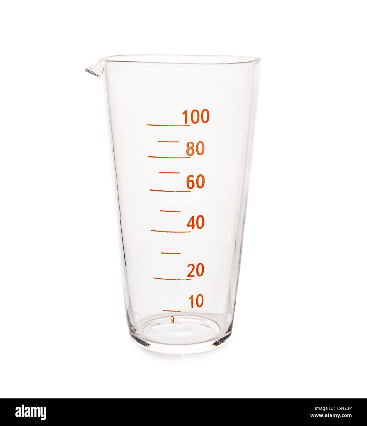 Empty glass beaker on white background Stock Photo - Alamy