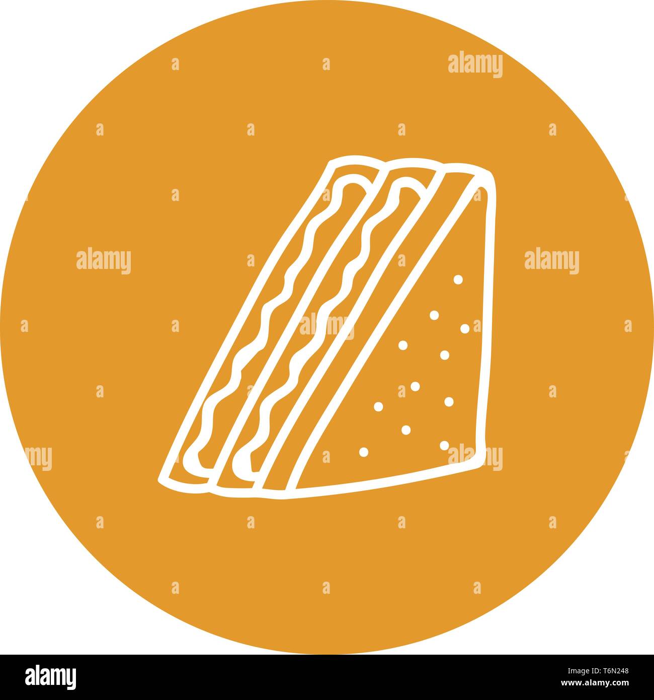 Sketch of a white-colored sandwich consisting of two pieces of bread ...