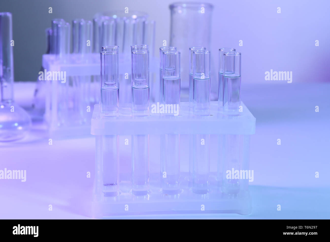 Test tubes with water in laboratory Stock Photo - Alamy