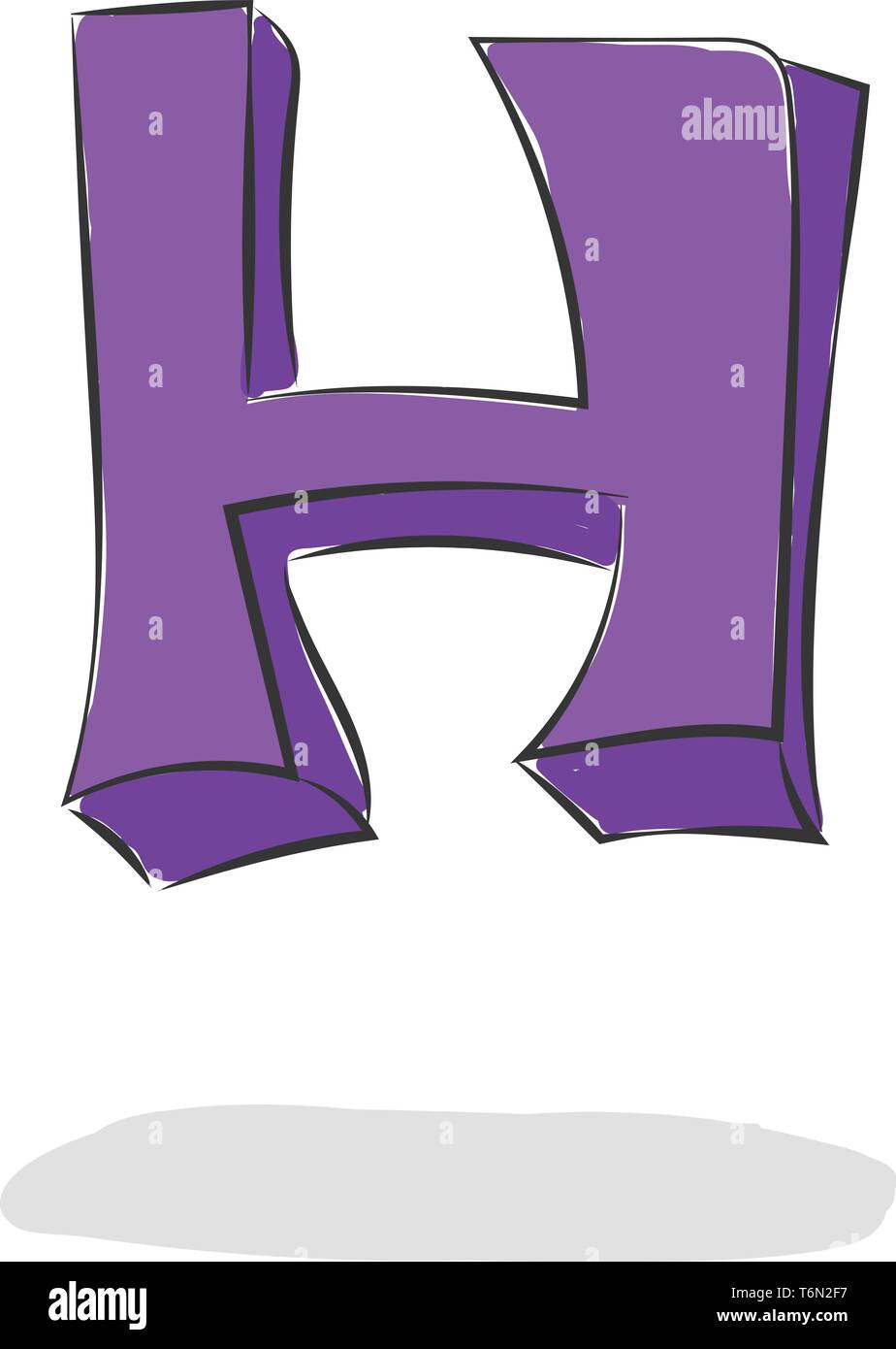 A purple-colored figurine representing the alphabet H leaping set on ...