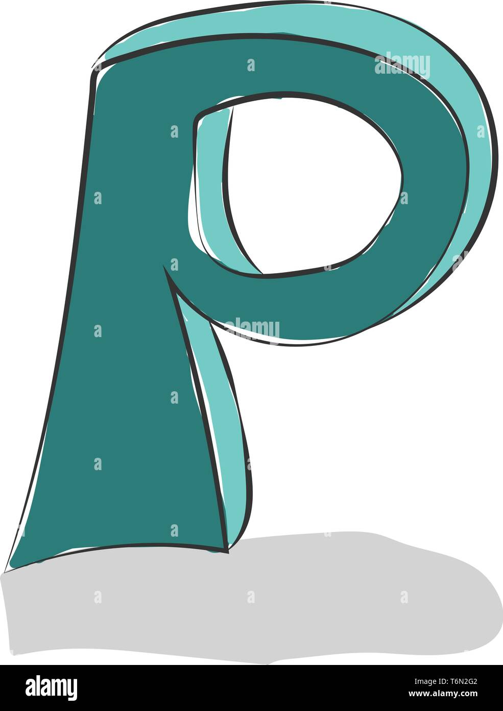 A blue-colored figurine represents the alphabet P and its shadow cast ...