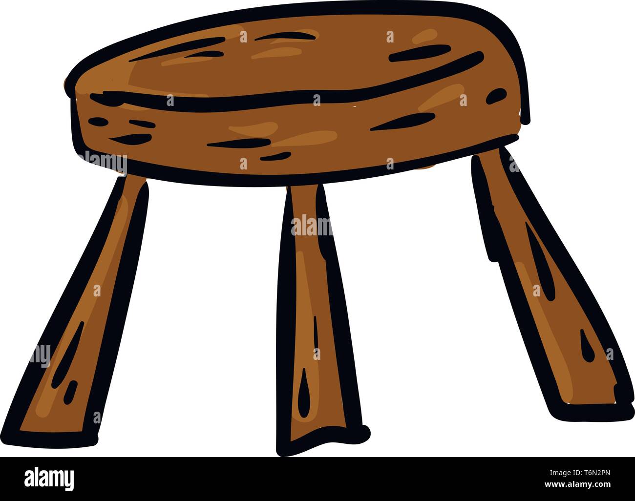 Clipart of a brown wooden stool with three legs and a round-shaped seat ...