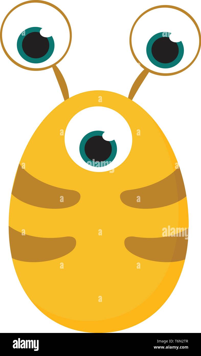 Clipart of yellow-colored monster with an oval-shaped body and three ...