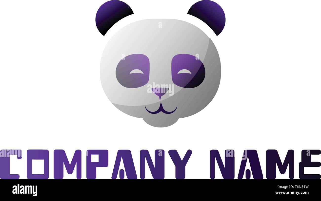 Purple and white panda head as a company logo vector illustration of a ...
