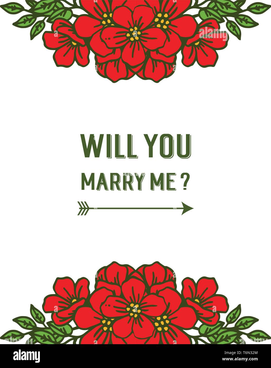 Vector illustration beauty red flower frame for template will you marry ...