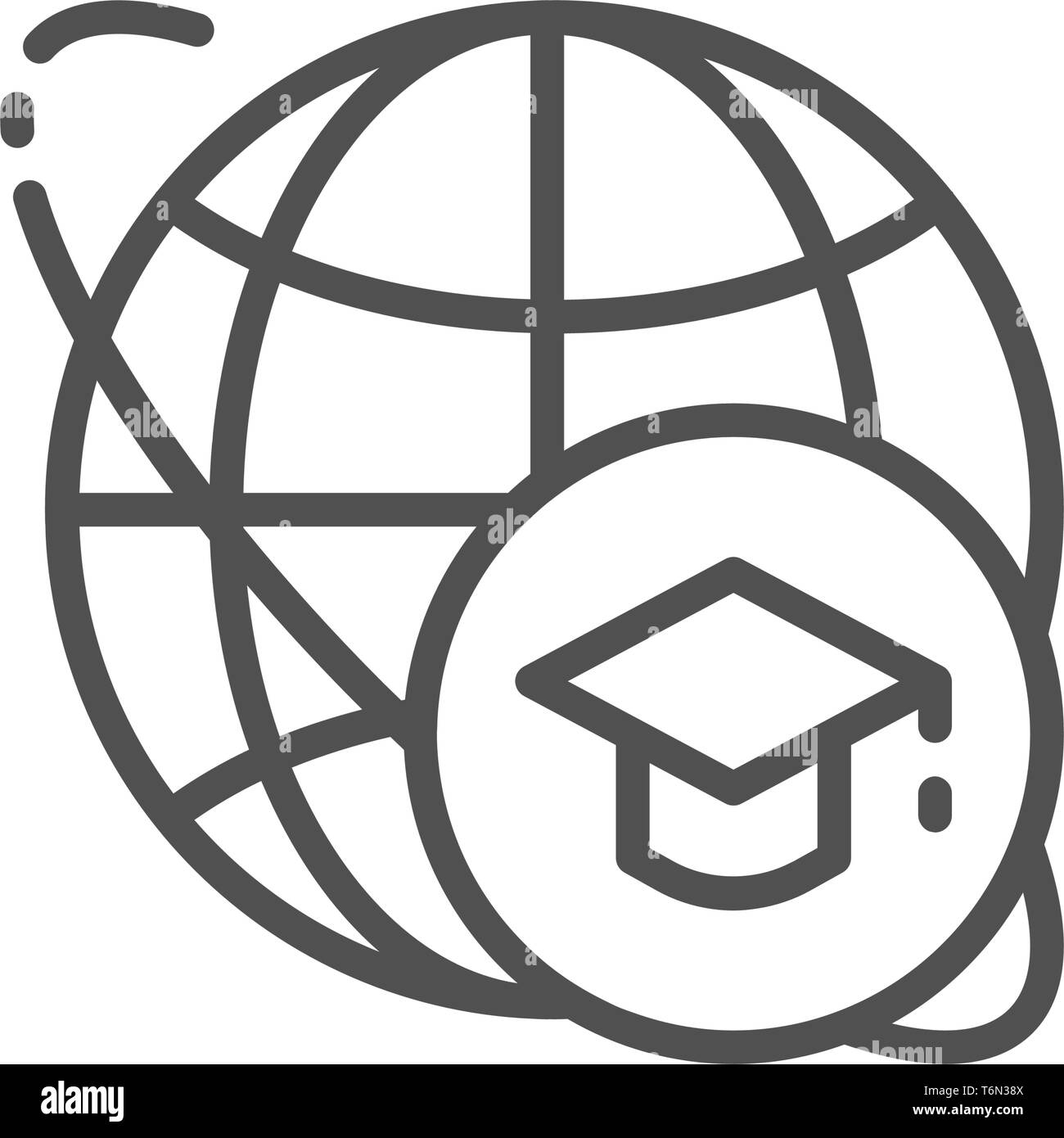 Graduation cap and world, global education line icon Stock Vector Image ...