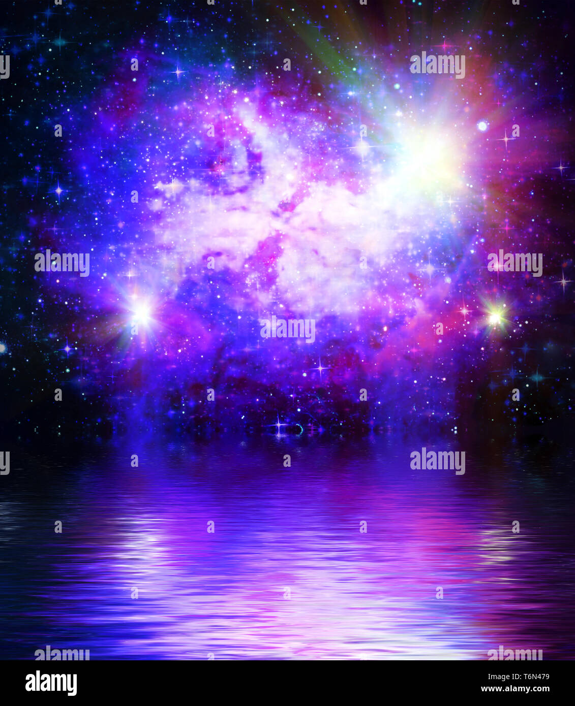 Galaxy Space and wave of water Stock Photo - Alamy