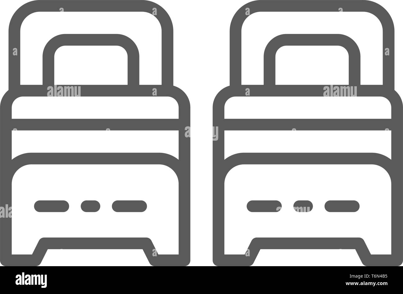 Two single beds line icon. Isolated on white background Stock Vector ...