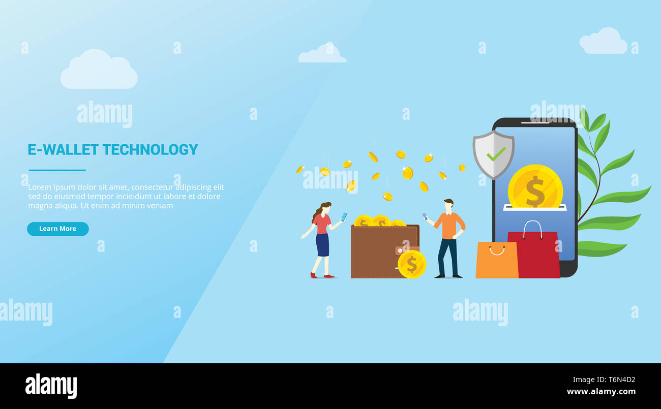 e-wallet technology payment concept for website design template landing ...