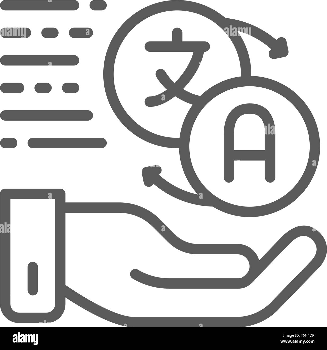 Hand holding speech bubbles, language translation, conversation line ...