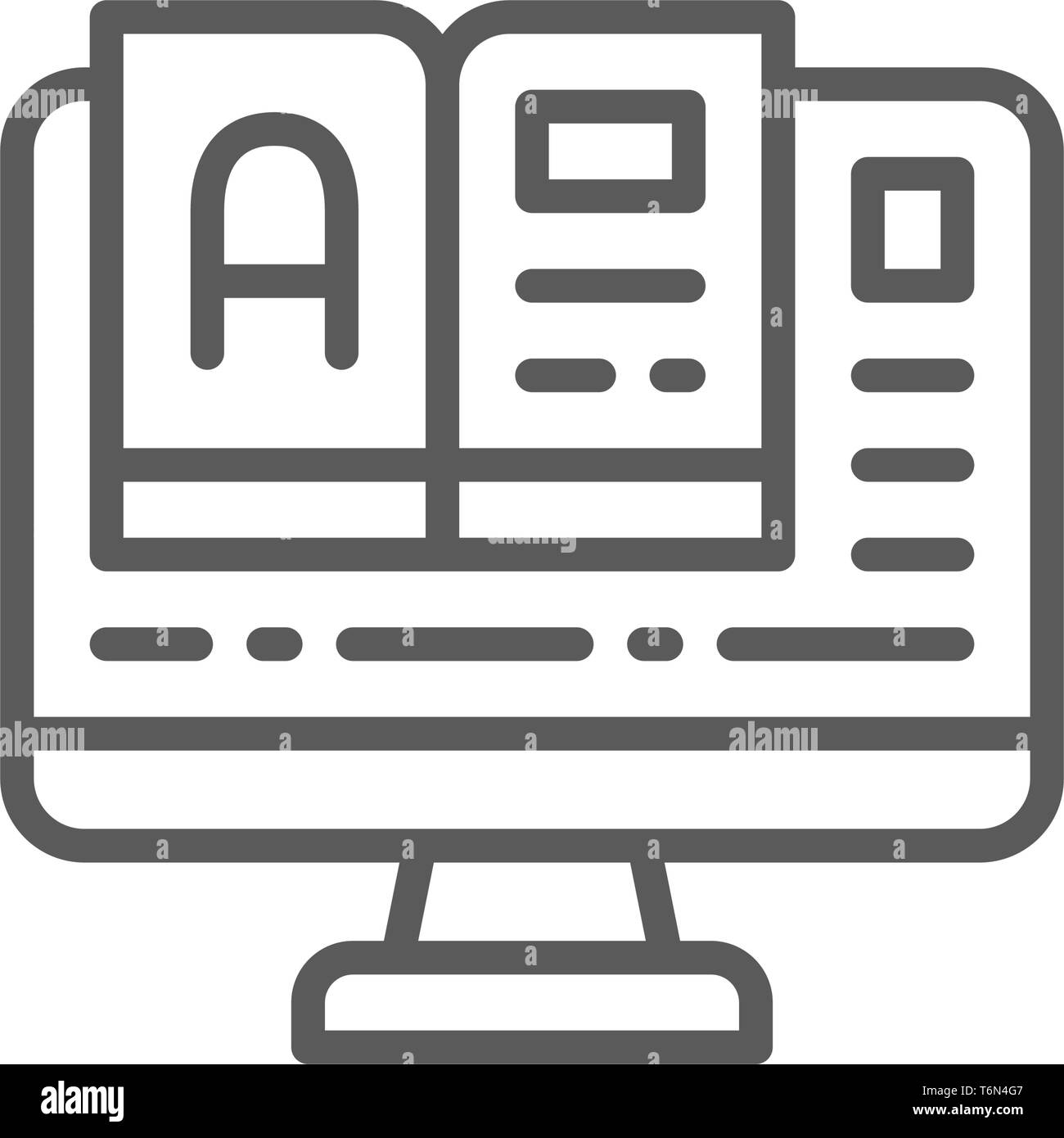 Online education, monitor with book line icon Stock Vector Image & Art ...