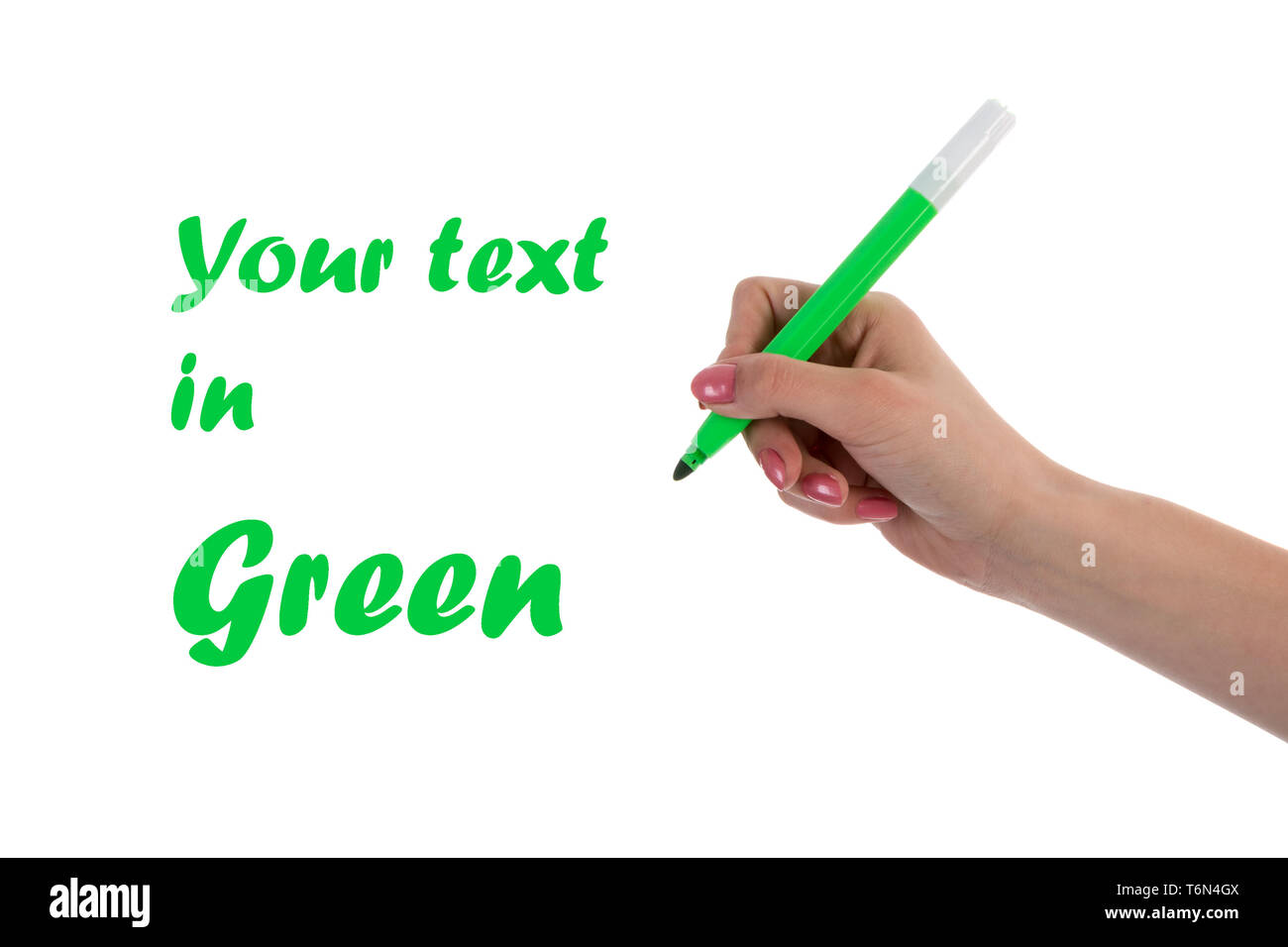 Hand writing with green pencil isolated on white background Stock Photo ...
