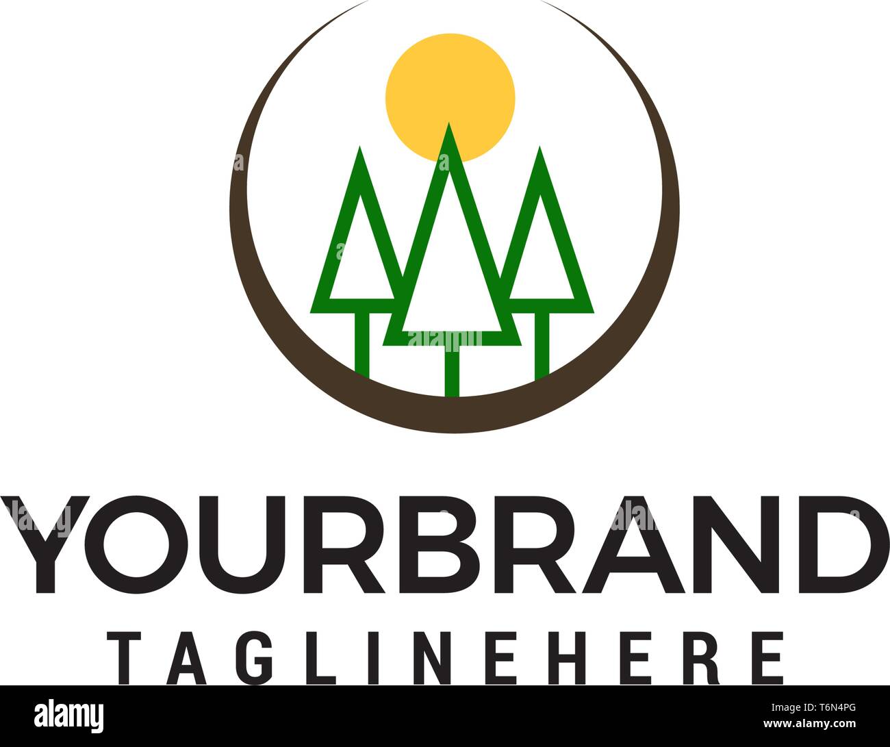 Trees and Sun logo, . Forest care green concept design template vector ...