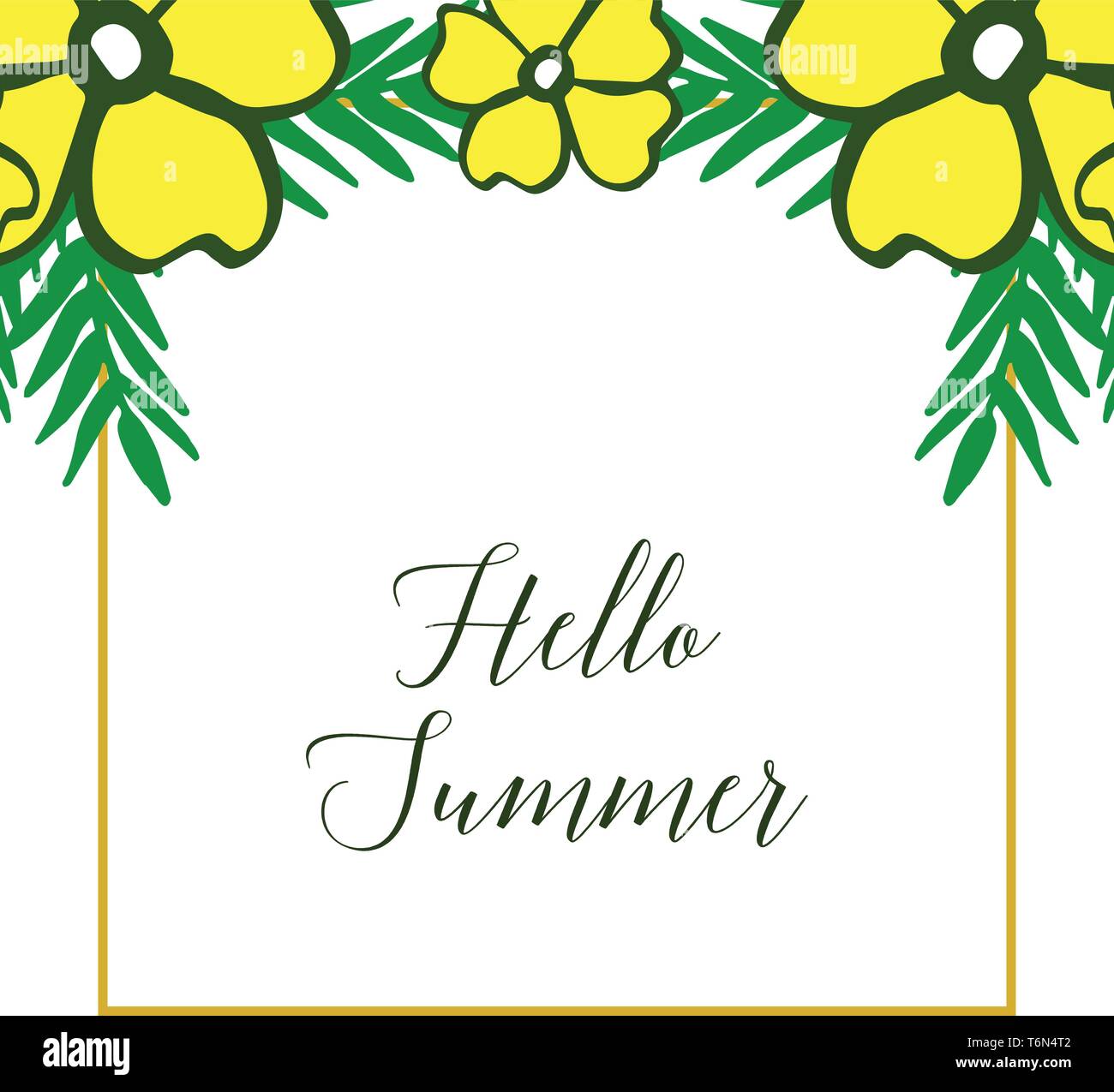 Vector illustration invitation card hello summer with elegant yellow ...
