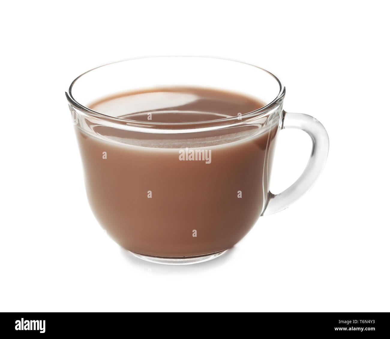 Glass cup of tea with milk on white background Stock Photo - Alamy