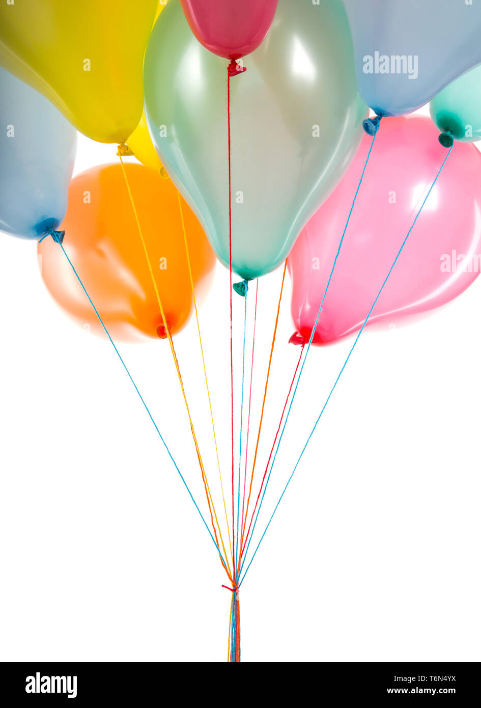 Bottom view of colorful balloons isolated on white Stock Photo - Alamy