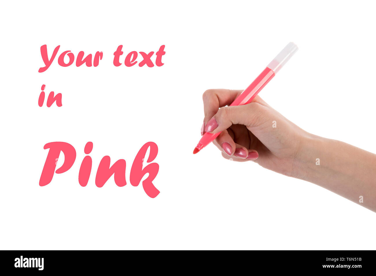 Hand writing with pink pencil isolated on white background Stock Photo ...