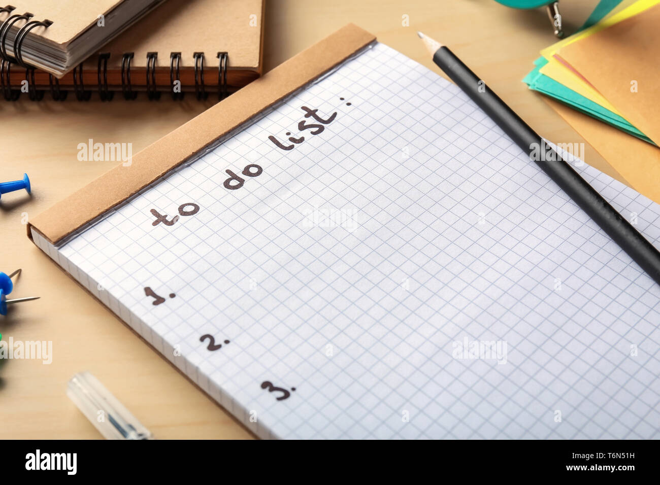 Empty to-do list on table. Time management concept Stock Photo - Alamy