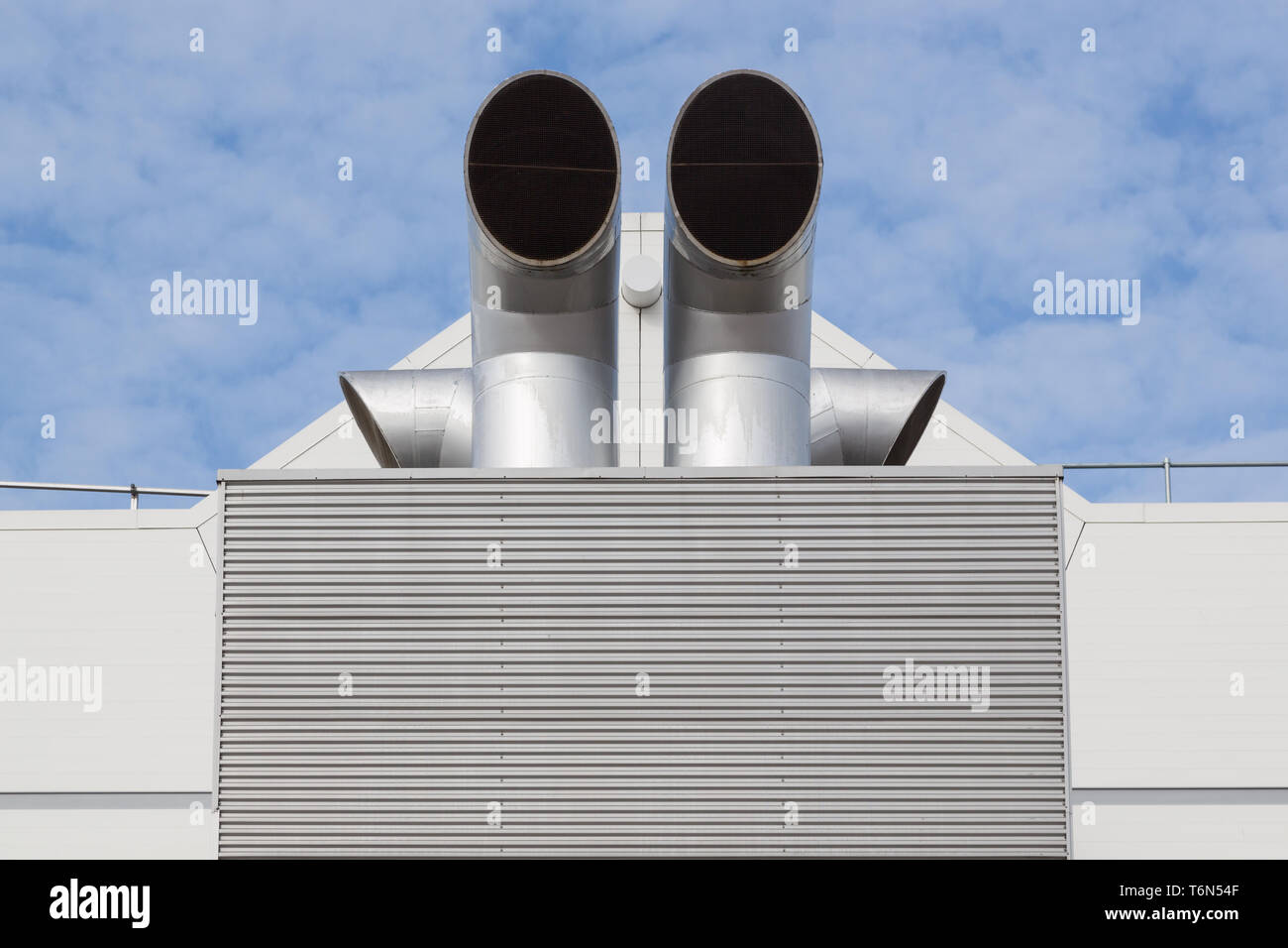Factory building with a big ventilation system Stock Photo - Alamy