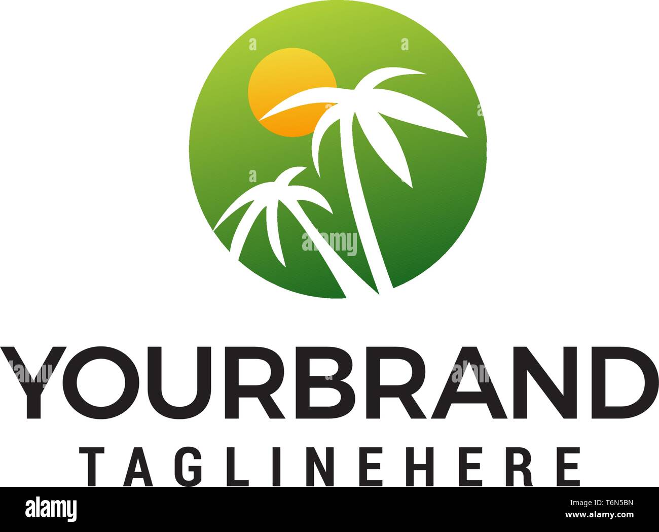 palm tree and sun logo design concept template vector Stock Vector ...