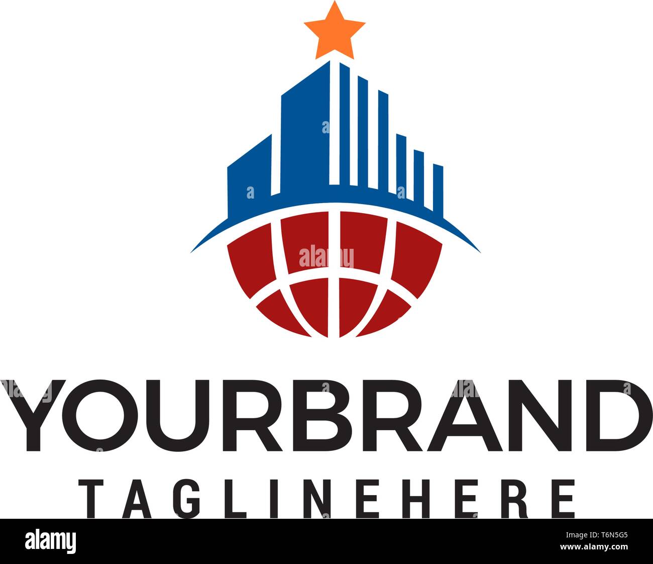 building with star on top logo design concept template vector Stock ...