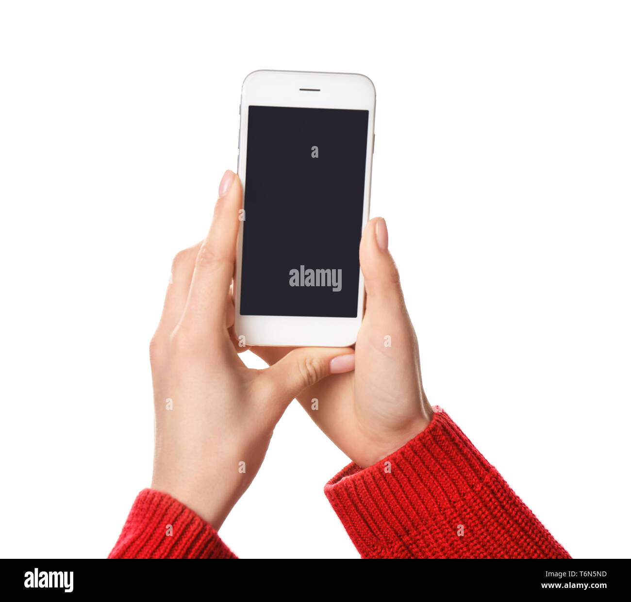 Hands woman using home Cut Out Stock Images & Pictures - Alamy