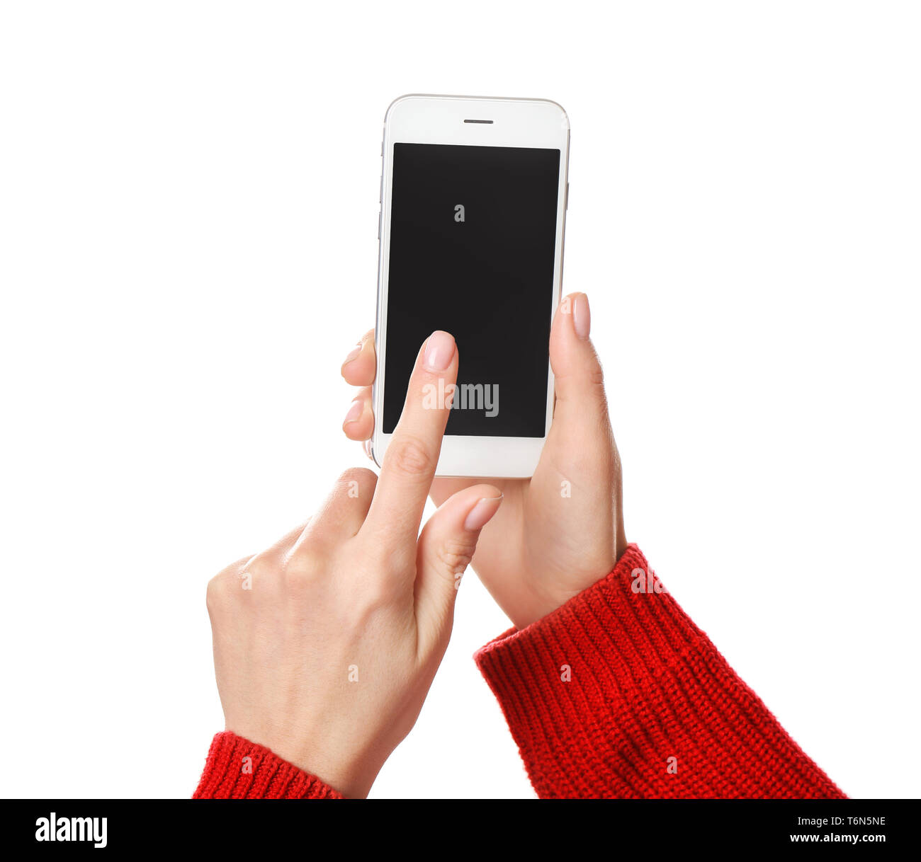 Woman using smartphone text messaging Cut Out Stock Images & Pictures ...