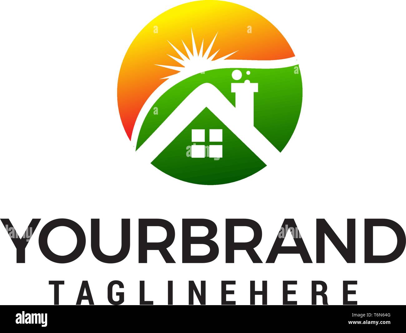 home and sun logo design concept template vector Stock Vector Image ...