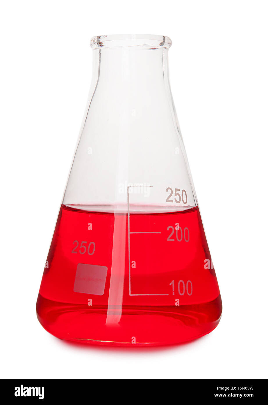 Test flask with color sample on white background Stock Photo - Alamy